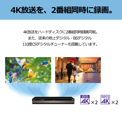 PC-Trust SHARP 4B-C20DT3 AQUOS 2TB 4Kレコーダー 3番組同時録画 アクオス 送料無料: AV機器
